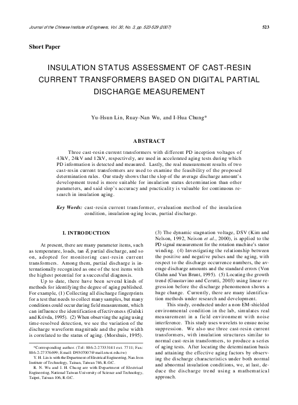 (PDF) Insulation status assessment of cast‐resin current transformers ...