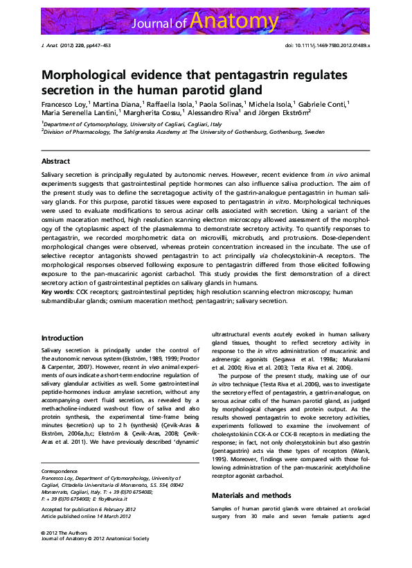 (PDF) Morphological evidence that pentagastrin regulates secretion in ...