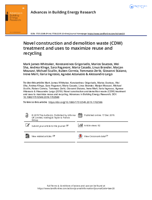 (PDF) Novel construction and demolition waste (CDW) treatment and uses ...