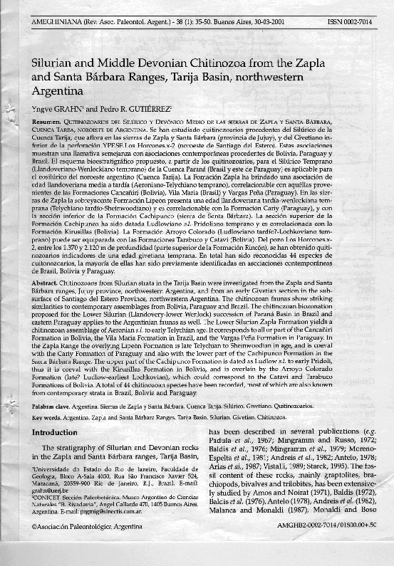 (PDF) Silurian and Middle Devonian Chitinozoa from the Zapla and Santa ...