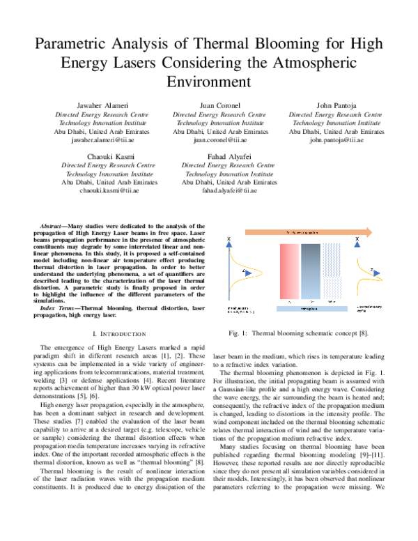 (PDF) Parametric Analysis of Thermal Blooming for High Energy Lasers ...