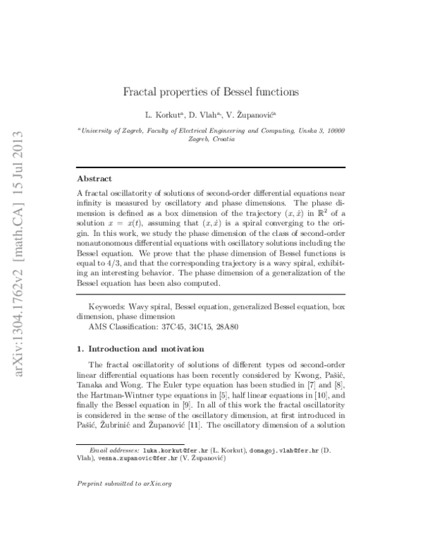 Pdf Fractal Properties Of Bessel Functions
