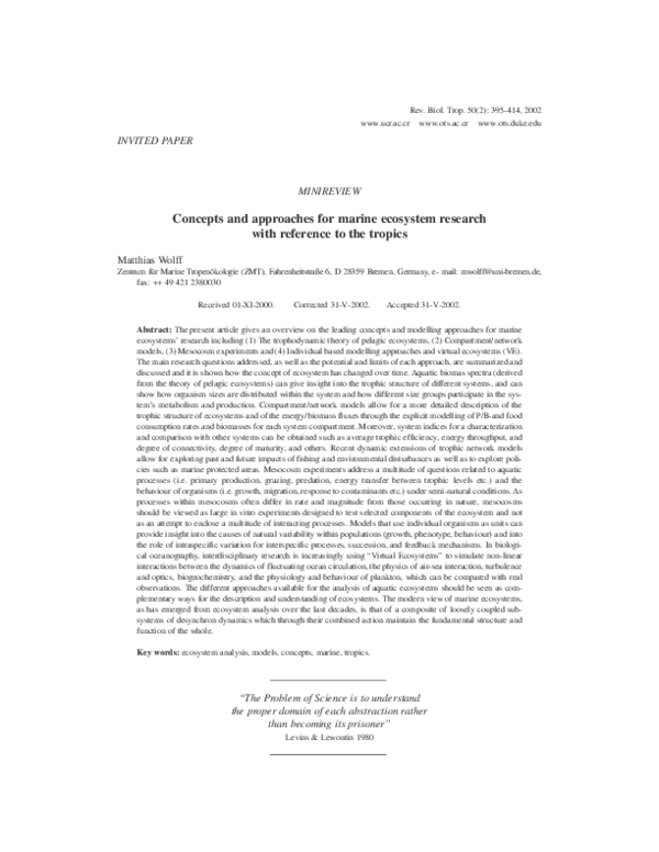 (PDF) Concepts and approaches for marine ecosystem research with reference to the tropics ...