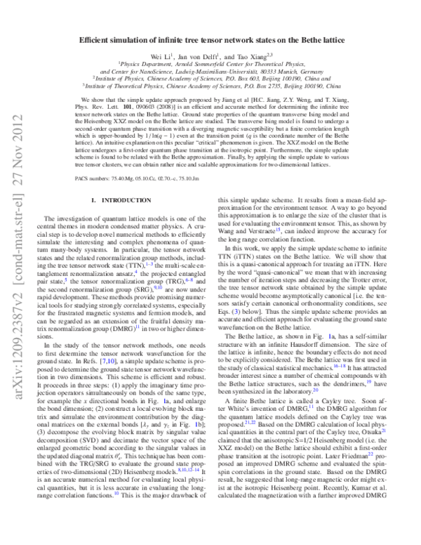 (PDF) Efficient simulation of infinite tree tensor network states on ...