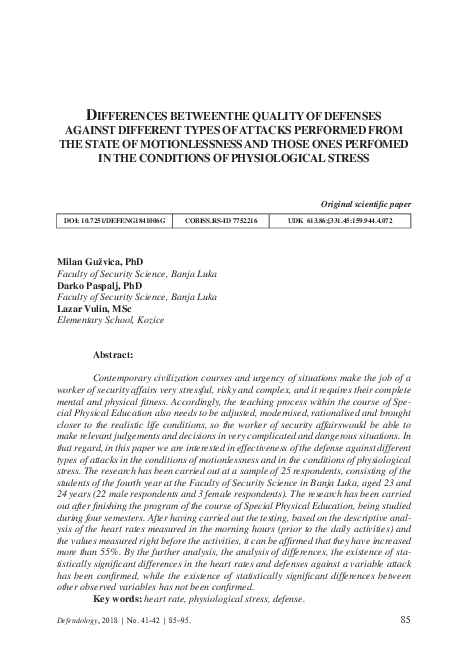 (PDF) Differences Betweenthe Quality of Defenses Against Different ...