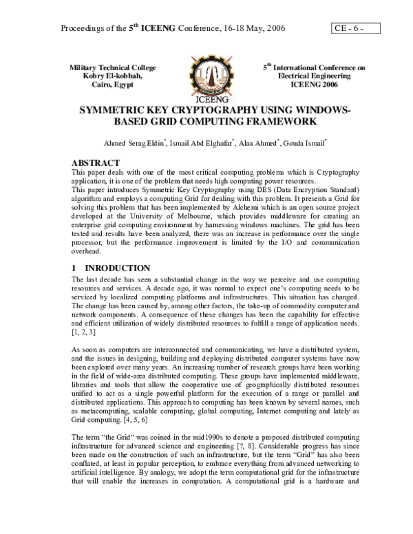 (PDF) Symmetric Key Cryptography Using Windowsbased Grid Computing Framework