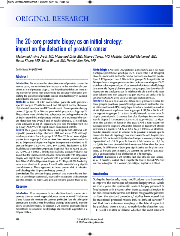 (PDF) The 20-Core Prostate Biopsy As An Initial Strategy: Impact on the ...