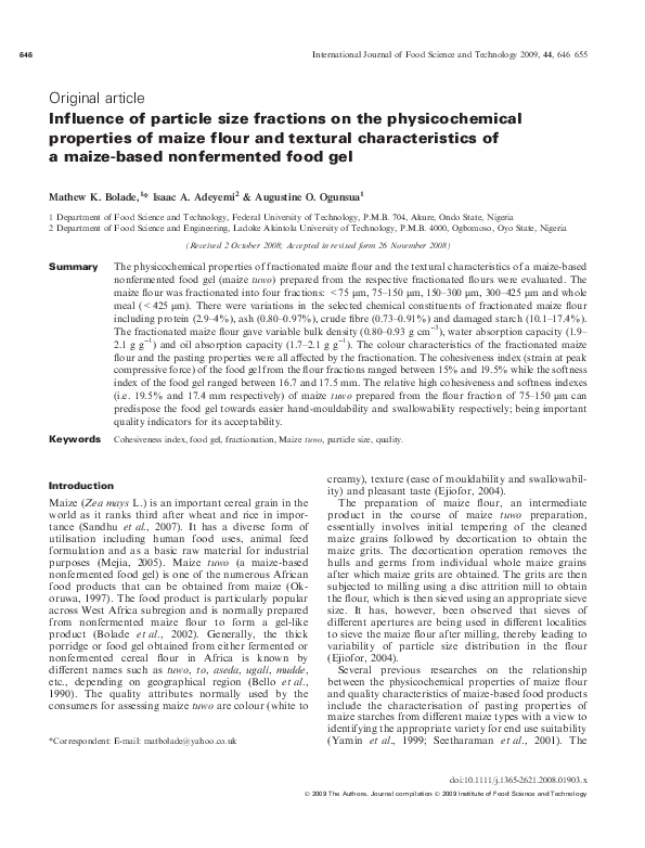(PDF) Influence of particle size fractions on the physicochemical ...