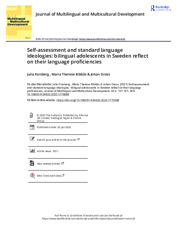(PDF) Self-assessment and standard language ideologies: bilingual ...