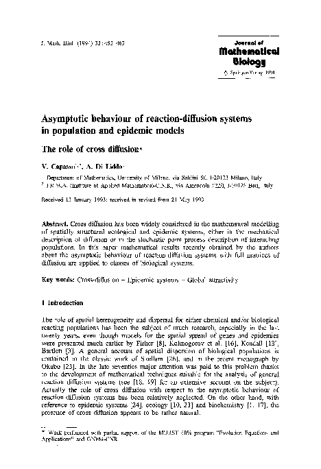 (PDF) Asymptotic behaviour of reaction-diffusion systems in population ...