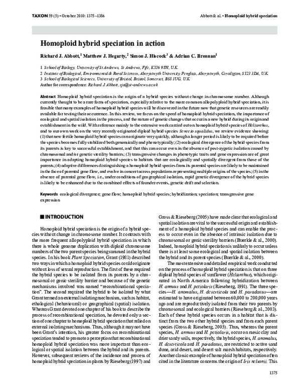 (PDF) Homoploid hybrid speciation in action