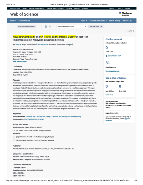 McCabe’s Complexity and CK Metrics on the Internal Quality of Test ...