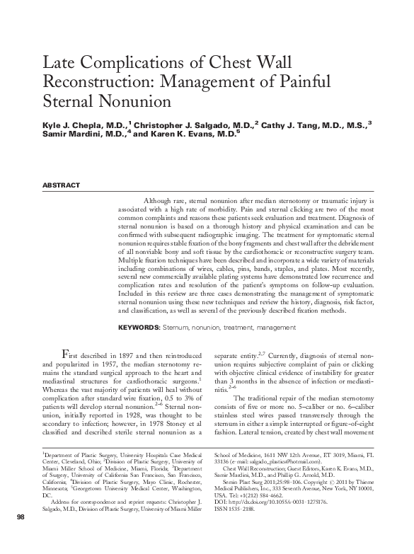 (PDF) Late Complications of Chest Wall Reconstruction: Management of ...