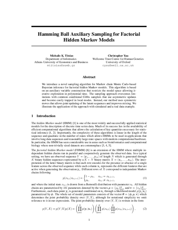 (PDF) Hamming Ball Auxiliary Sampling for Factorial Hidden Markov Models | Michalis Titsias ...