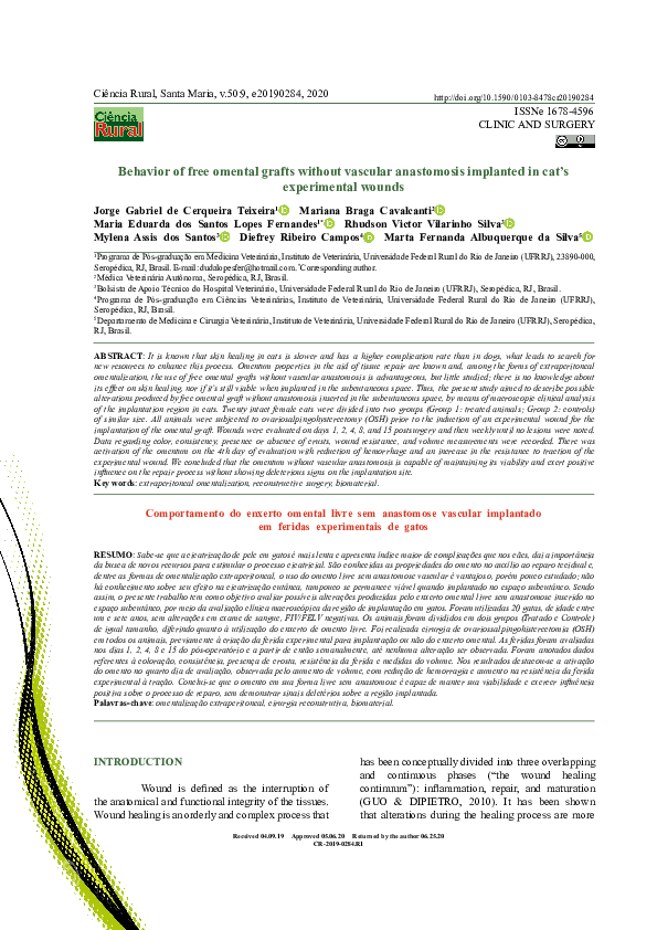 (PDF) Behavior of free omental grafts without vascular anastomosis ...