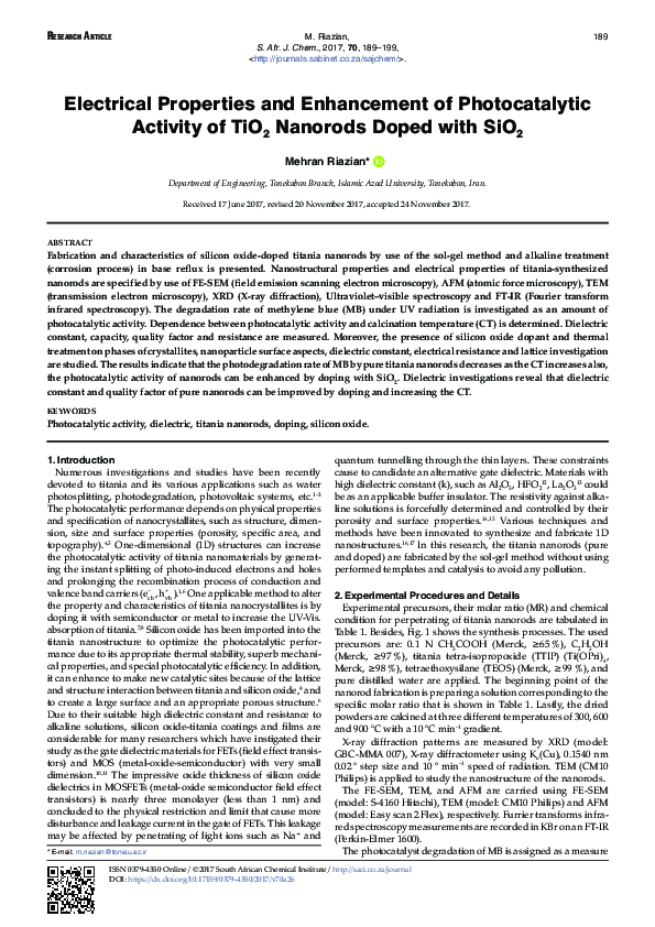 (PDF) Electrical properties and enhancement of photocatalytic activity ...
