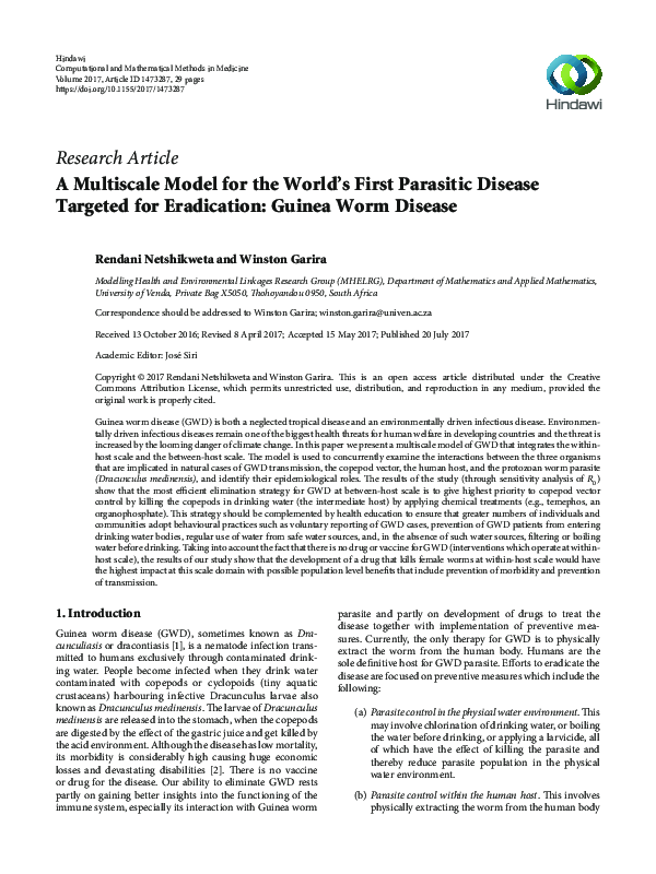 (PDF) A Multiscale Model for the World’s First Parasitic Disease ...