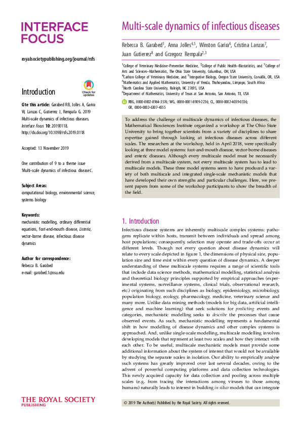 (PDF) Multi-scale dynamics of infectious diseases | Winston Garira ...