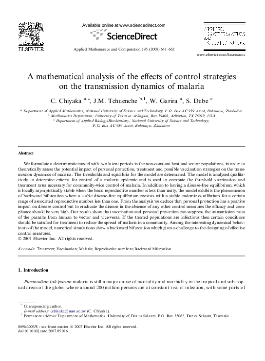 (PDF) A mathematical analysis of the effects of control strategies on ...