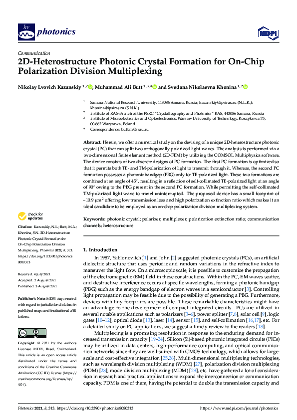 (PDF) 2D-Heterostructure Photonic Crystal Formation for On-Chip Polarization Division Multiplexing