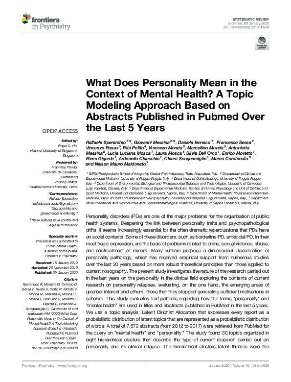 (PDF) What Does Personality Mean in the Context of Mental Health? A ...