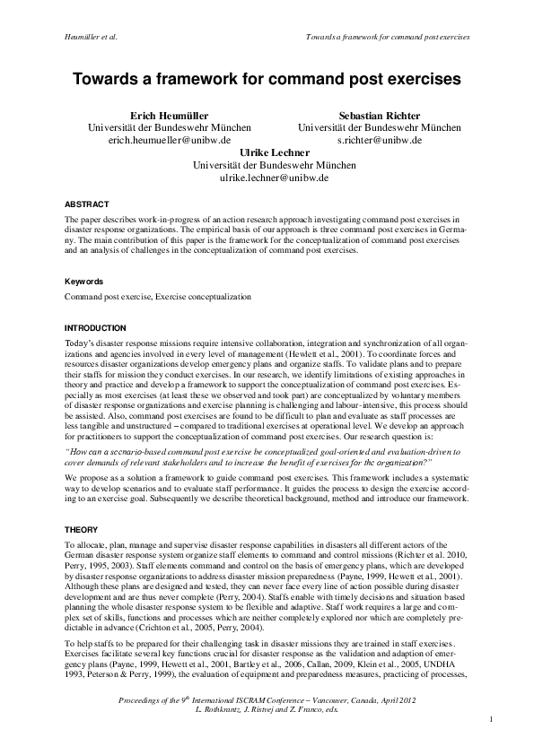 (PDF) Towards a framework for command post exercises