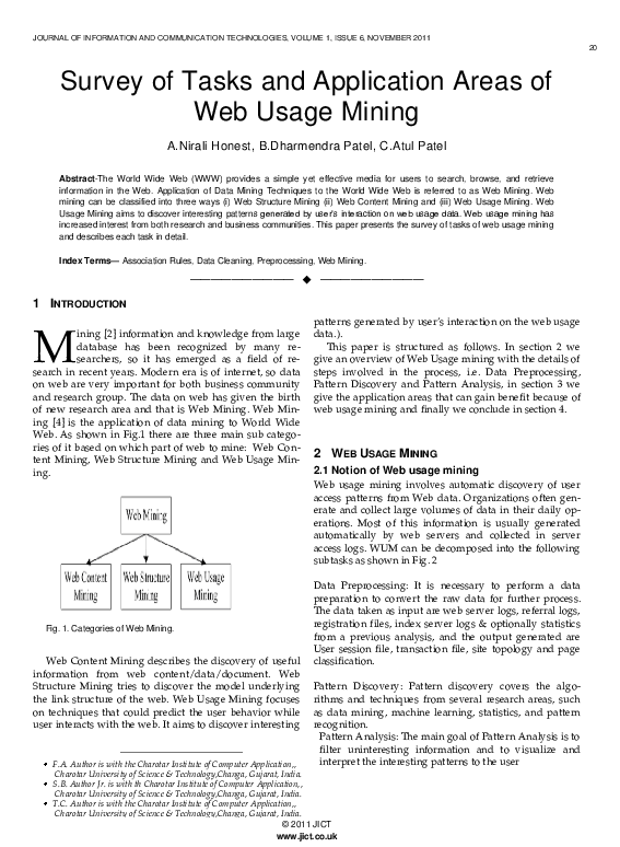 (PDF) Survey of Tasks and Application Areas of Web Usage Mining