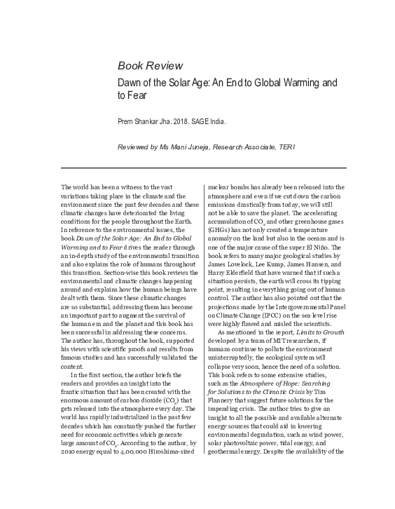 (PDF) Dawn of the Solar Age: An End to Global Warming and to Fear