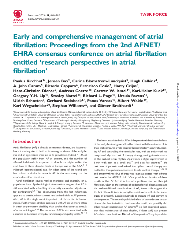(PDF) Early and comprehensive management of atrial fibrillation ...