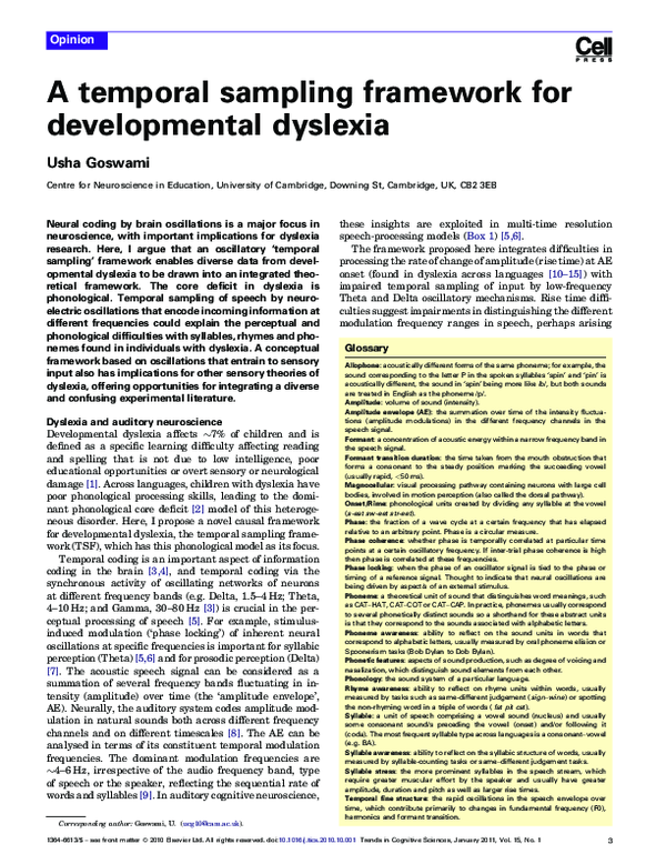 (PDF) A temporal sampling framework for developmental dyslexia
