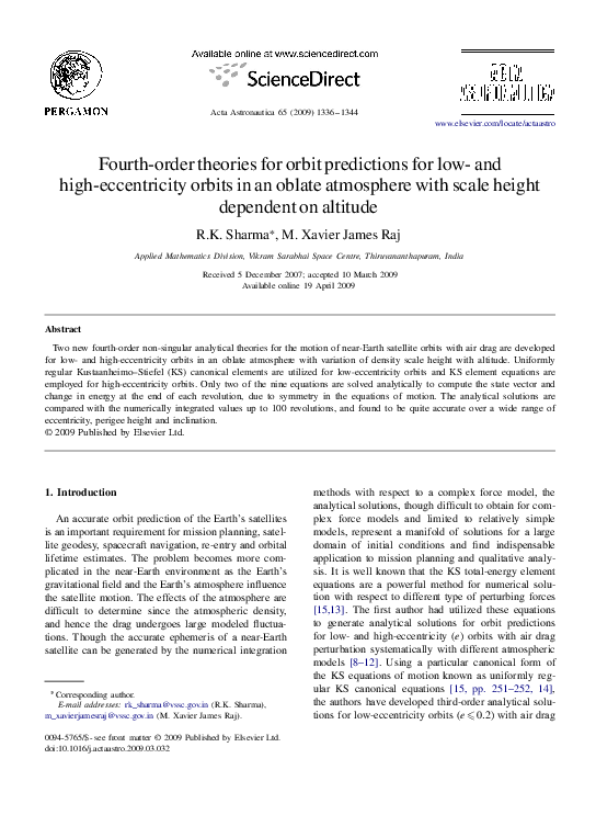 Pdf Fourth Order Theories For Orbit Predictions For Low And High