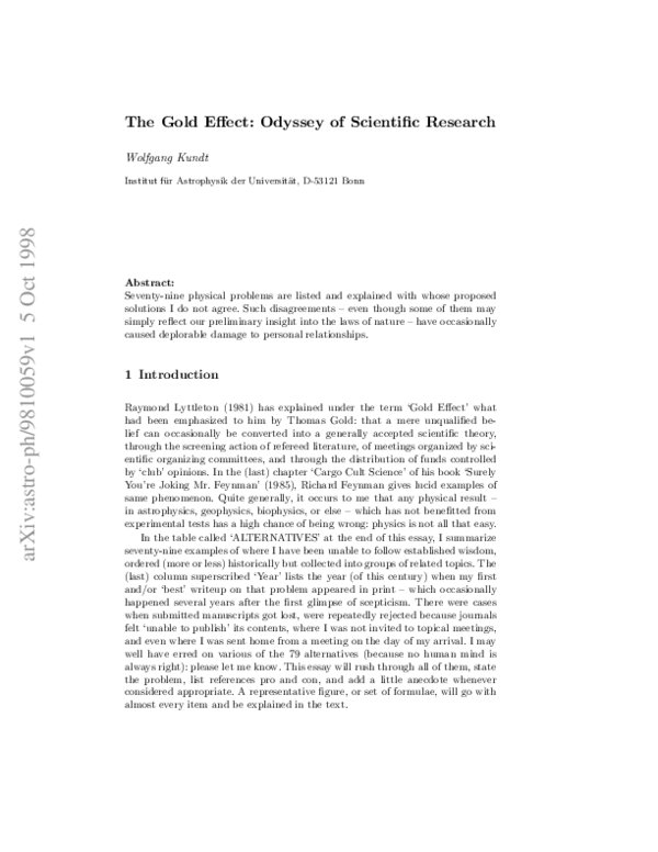 (PDF) The Gold Effect: odyssey of scientific research