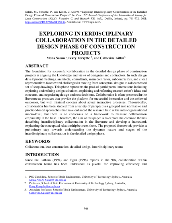 (PDF) Exploring Interdisciplinary Collaboration in the Detailed Design ...