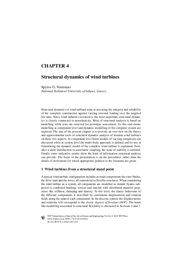 Pdf Structural Dynamics Of Wind Turbines