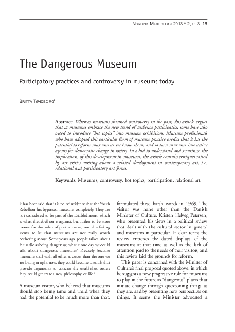 (PDF) The Dangerous Museum. Participatory practices and controversy in ...