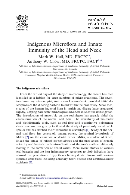 (PDF) Indigenous Microflora and Innate Immunity of the Head and Neck