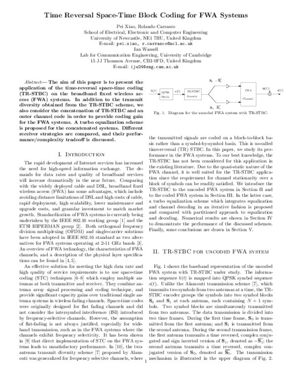 (PDF) Time Reversal Space-Time Block Coding for FWA Systems