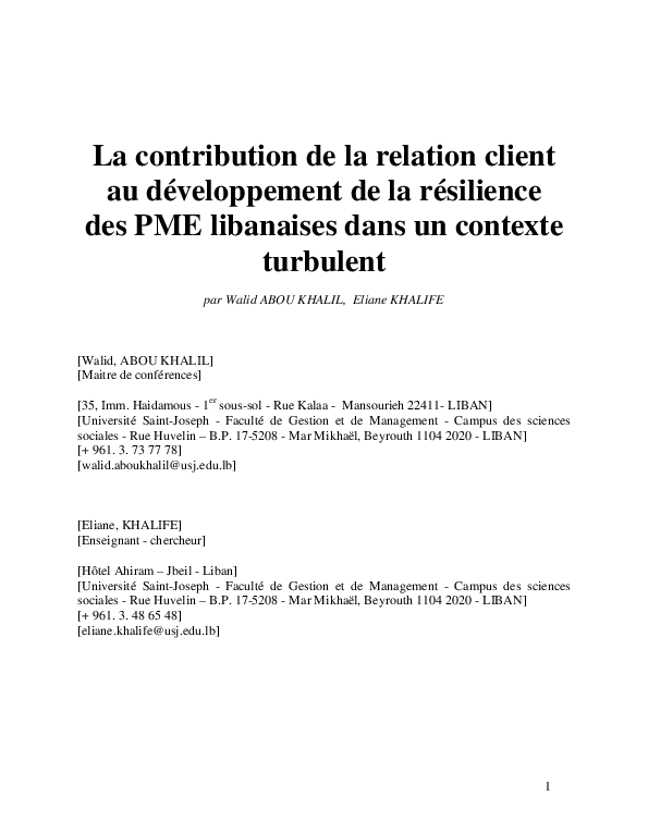 (PDF) La contribution de la relation client au développement de la ...