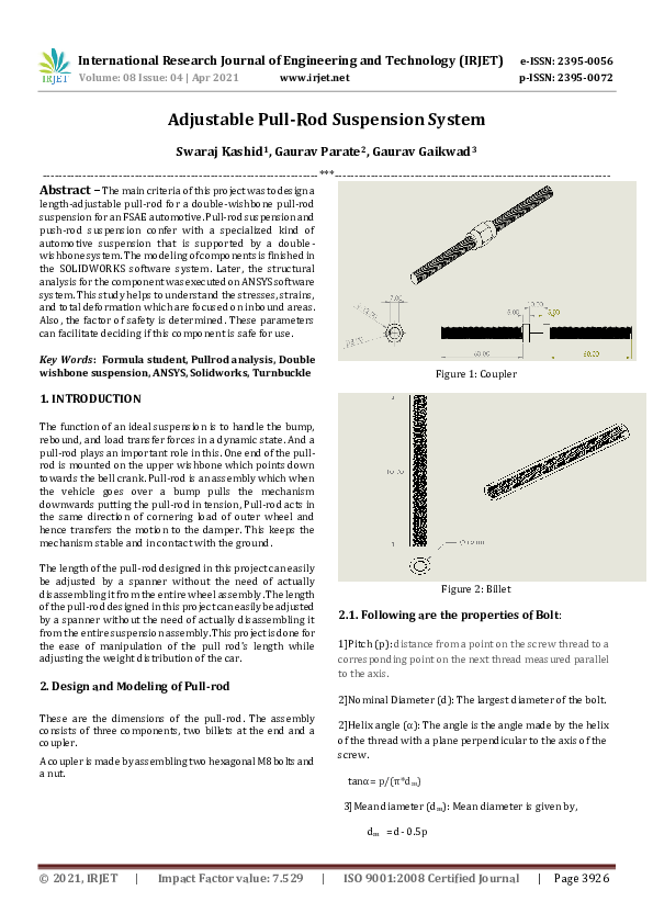 (PDF) IRJET- Adjustable Pull-Rod Suspension System