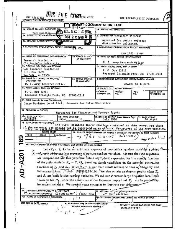 (PDF) Large deviation local limit theorems for ratio statistics