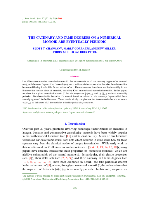 (PDF) The catenary and tame degrees on a numerical monoid are ...