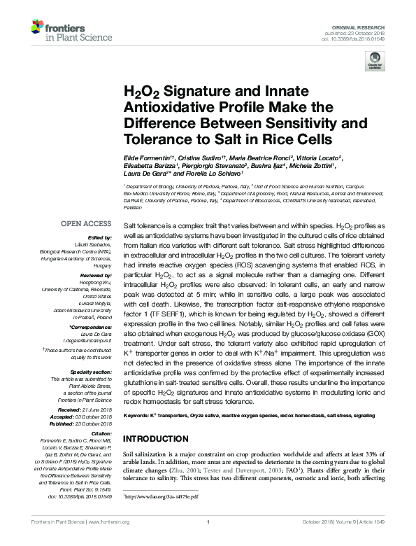 (PDF) H2O2 Signature and Innate Antioxidative Profile Make the ...