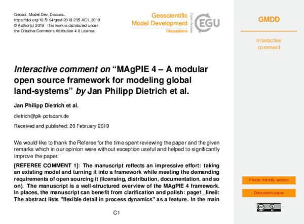 (PDF) MAgPIE 4 – A modular open source framework for modeling global ...