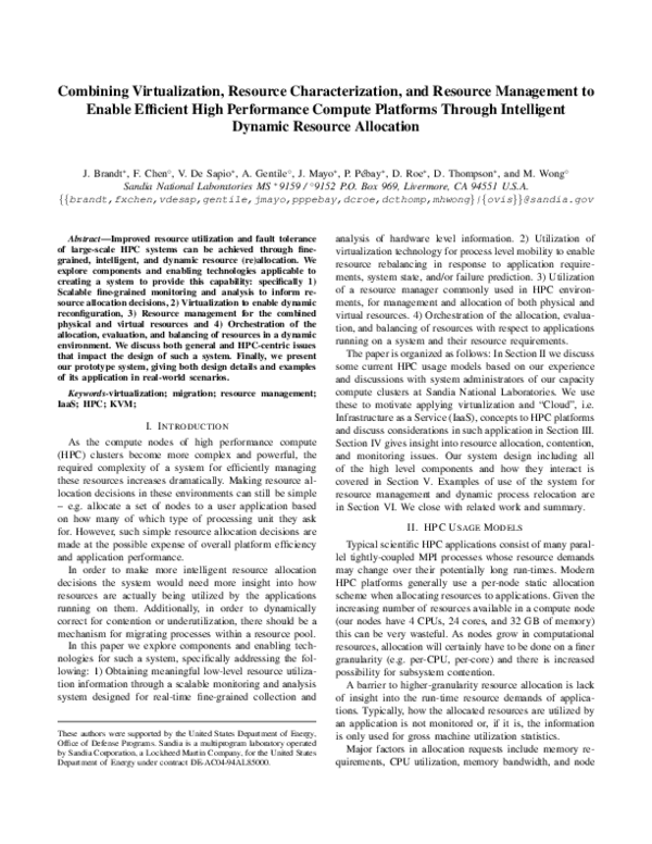 (PDF) Combining Virtualization, resource characterization, and Resource management to enable ...