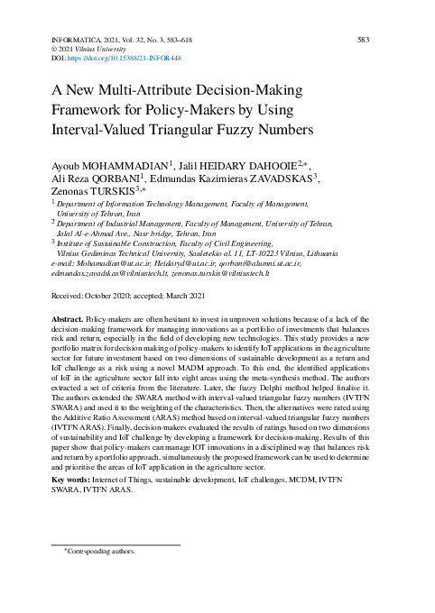 (PDF) A New Multi-Attribute Decision-Making Framework for Policy-Makers by Using Interval-Valued ...