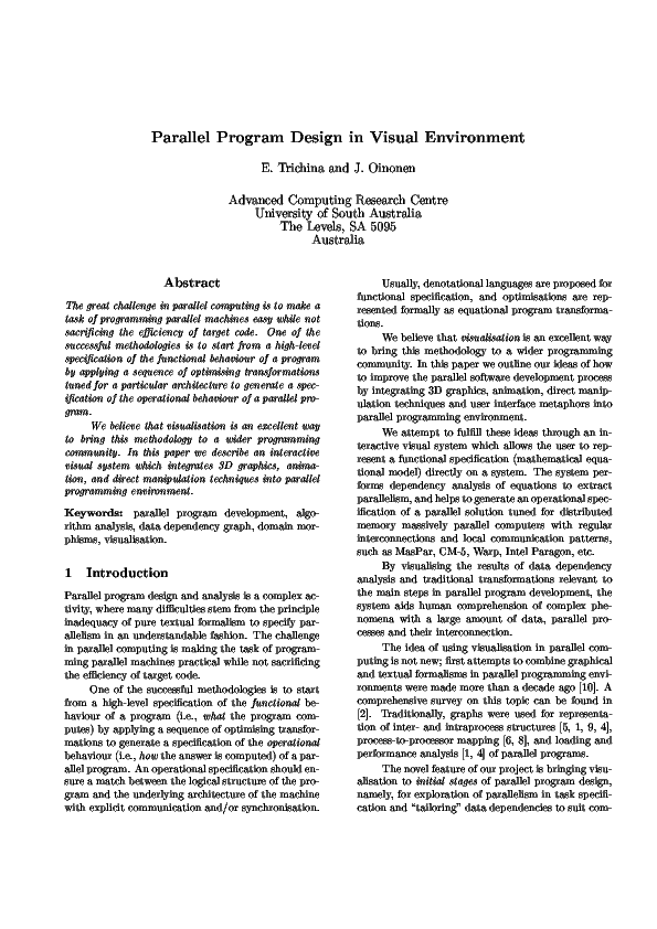 Pdf Parallel Program Design In Visual Environment