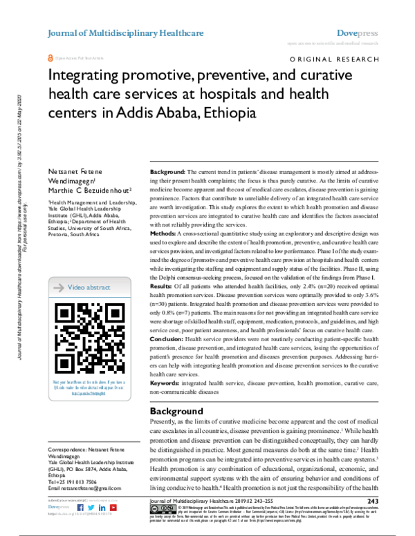(PDF) Integrating promotive, preventive, and curative health care ...