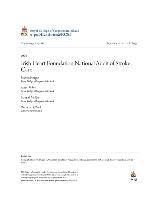 (PDF) Irish Heart Foundation National Audit of Stroke Care