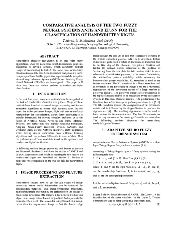 (PDF) Comparative analysis of the two fuzzy neural systems ANFIS and EFuNN for the ...