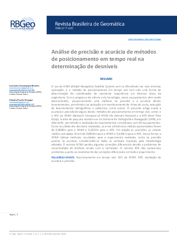 (PDF) Análise de precisão e acurácia de métodos de posicionamento em ...